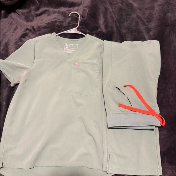Figs | Tops | Figs Jade Green Scrub Set With Orange Ties | Poshmark